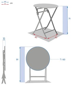 Hliníkový skládací stůl SUNNY ø 60 cm (antracit)