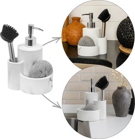 Dávkovač saponátu Marble, bílá/s chromovými prvky