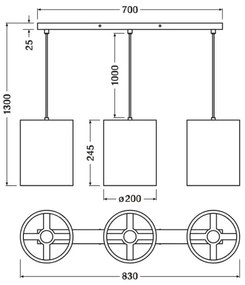 Ledvance - Lustr na lanku DECOR CARDBOARD 3xE27/15W/230V