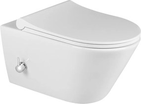 Sapho Sapho, AVVA PORTO závěsná WC mísa Rimless, integrovaná baterie a bidetová sprška 35,5x53 cm, bílá, 100315