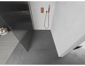 Mexen Kioto, sprchová zástěna 100 x 200 cm, 8mm sklo s žebrovým vzorem, růžové zlato profil, 800-100-101-60-09