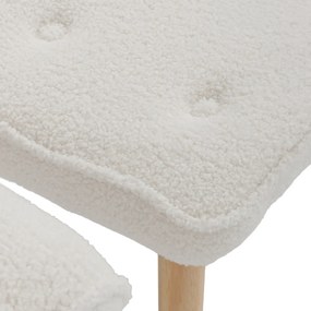 Relaxační křeslo ušák s podnožkou RENI - bílá látka bouclé