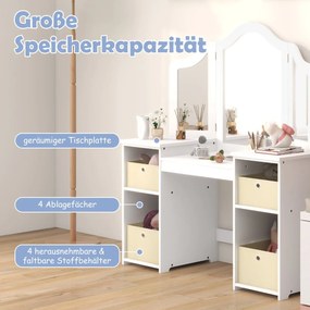 Costway 2 v 1 Dětský toaletní stolek s odnímatelným zrcadlem a úložnými – bílý