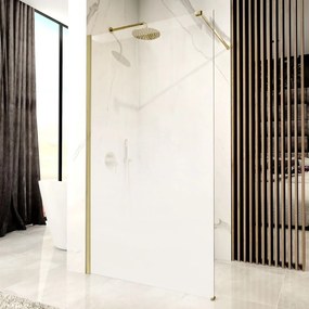 Rea Aero Ombre, sprchová zástěna Walk-In 90x195 cm, 8mm čiré sklo s bílým vzorem, zlatý matný profil, REA-K2463