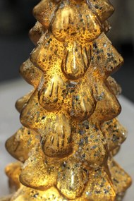 Zlatý svítící vánoční stromek skleněný 30cm