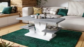 Mazzoni VIVA MAT Beton Millenium/Bílý - moderní konferenční stolek s policemi