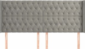 Čelo postele typu ušák světle šedé 203x16x118/128 cm samet 3119982