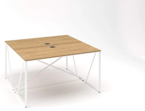 Psací stůl Dvoumístný Lenza PROX 138/67 Dekor stolové desky: dub Hamilton, Barva podnože: bílá