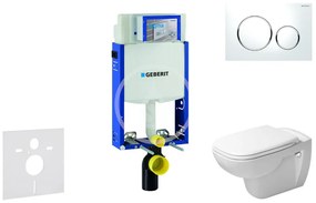 Geberit - Modul pro závěsné WC s tlačítkem Sigma20, bílá/lesklý chrom + Duravit D-Code - WC a sedátko, Rimless, SoftClose