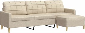 3místná pohovka s podnožkou krémová 210 cm textil 3278251