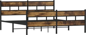 Kovový rám postele bez matrace kouřový dub 193 x 203 cm 3308468