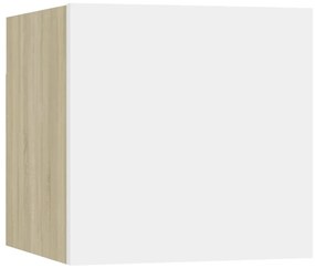 vidaXL Nástěnné TV skříňky 8 ks bílé a dub sonoma 30,5 x 30 x 30 cm