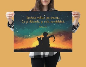 Plakát - Správně vidíme jen srdcem. Malý princ, liška (siluety) FeelHappy.cz Velikost plakátu: A0 (84 x 119 cm)