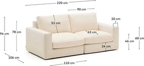 Béžová žinylková pohovka 220 cm Alea – Kave Home