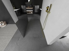 Mexen Kioto, sprchová zástěna Walk-In 110 x 200 cm, 8mm sklo vzor zrcadlo, zlatý matný profil, 800-110-002-55-50