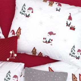 SCANquilt povlečení SATÉN PLUS santa bíločervenozelená 140 x 200/70 x 90 cm