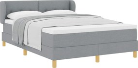 Postel s boxspringem s čelo Světle šedá 140 x 200 cm textil 3340213