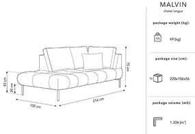 Lenoška malvin levá 216 cm samet žlutá MUZZA
