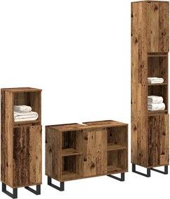 Sada koupelnového nábytku 3 ks Hnědá 30 x 30 x 180 cm 3378510