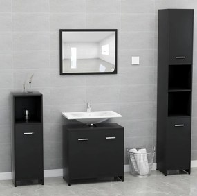 vidaXL Sada koupelnového nábytku kompozitní dřevo [802582] Barva: Černá
