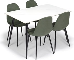 Noela Jídelní set CERAMON 120 bílý + 4x židle MARIE zelená