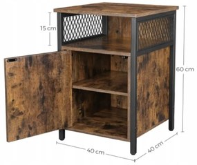 Vasagle Noční stolek s policí 45x45x60cm, hnědá, dřevo