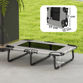 PawHut Vyvýšená Skládací Postel pro Psy - Outdoor Běžecká Postel s Prodyšným Síťovým Designem pro Malé a Střední Psy, Světle Šedá Oxford 75 x 51 x 18…