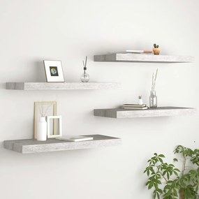 Plovoucí nástěnné police 4 ks betonově šedé 60x23,5x3,8 cm MDF 326599