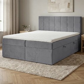 Manželská postel dvoulůžko BOXSPRING | čelo SOFT | 160x200 | alfa 19 šedá studená