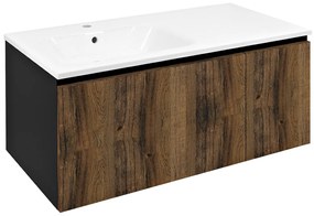 Sapho Sapho, LOREA skříňka s umyvadlem 101x46x51, 5cm (70+30cm), levá, dub collingwood/černá matná, LE070-1935-L-03