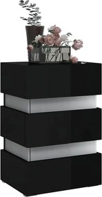 Noční stolek s LED lesklý černý 45x35x67 cm kompozitní dřevo 326847