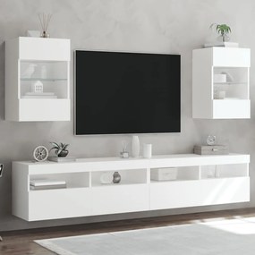 Nástěnné skříňky s LED osvětlením pro TV 2 ks bílé 40x30x60,5 cm