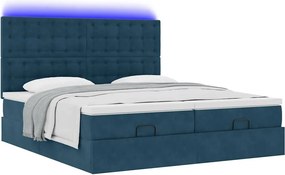 osmanská postel s matracemi a LED diodami tmavě modrá 200x200cm 3314667