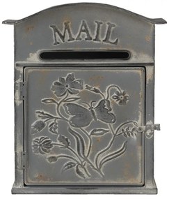 Šedá retro poštovní schránka ok – 26x10x31 cm