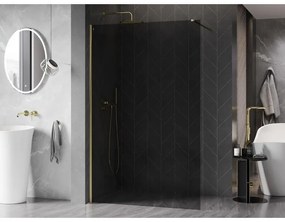 Mexen, Mexen Kioto-X sprchová stěna 100 x 200 cm, grafit 10 mm, zlatá - 800-100-101-50-40-X