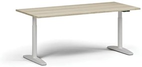 Výškově nastavitelný stůl OBOL, elektrický, 675-1325 mm, deska 1800x800 mm, bílá zaoblená podnož, dub přírodní