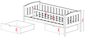 Dětská postel z masivu GANDALF se šuplíky - 200x90 cm - PŘÍRODNÍ BOROVICE