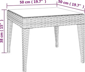 vidaXL Odkládací stolek 50 x 50 x 38 polyratan a tvrzené sklo [319403] Barva: Černá