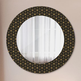Kulaté dekorativní zrcadlo Hexagonální geometrie fi 50 cm