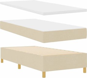 Postel s boxspringem s čelo Krémová 90 x 190 cm textil 3339586