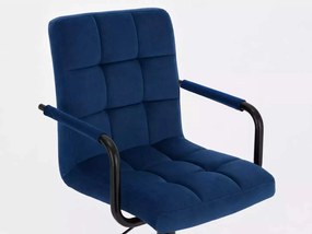 LuxuryForm DESIGN Barová židle VERONA BLACK VELUR na černé hranaté podstavě - modrá