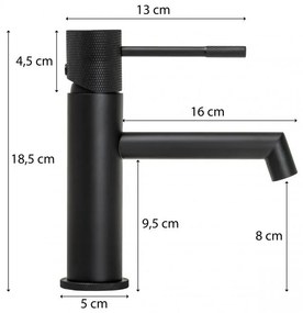 Erga Meri, umyvadlová baterie h-185, černá matná, ERG-YKA-BU.MERI-24-BLK