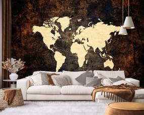 Gario Fototapeta Mapa světa v hnědé barvě Materiál: Vliesová, Rozměry: 200 x 140 cm