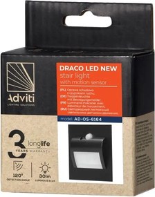 Vestavěné schodišťové svítidlo ORNO DRACO AD-OS-6164LR3/B, 3000K, 30lm, černá