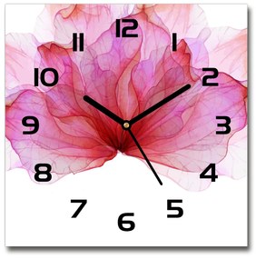 Wallmuralia Skleněné hodiny čtverec Růžové květiny 30x30 cm