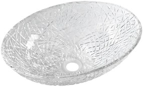 Sapho PURUS skleněné gravírované umyvadlo 50 x 15,5 x 36 cm, čirá TY305CL