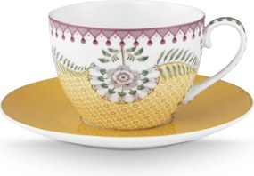 Pip Studio Lily & Lotus sada 2ks cappuccino šálků s podšálky 270ml, žlutá
