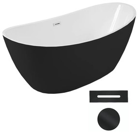 Besco Akrylátová volně stojící vana Ayla BW Matt 170x80 Barva: Bílá/černá, Rozměry (cm): 170x80, Typ a barva výpustě: Click-Clack s přepadem, chrom