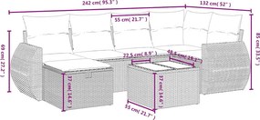 7dílná zahradní sedací souprava s poduškami černá polyratan 3264111