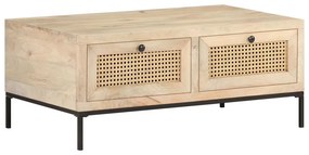 Konferenční stolek 90x50x37 cm masivní mangovník přírodní rákos 323511
